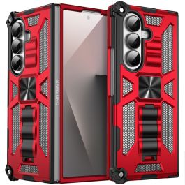 For Samsung Galaxy Z Fold 7 Machine Design Hybrid with Kickstand - Red